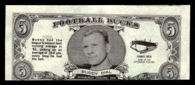 1962 Topps Bucks Football #15 Buddy Dial VG/EX | eBay