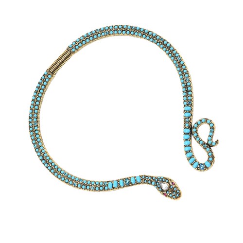 Vintage Collar Necklace Snake Animal Turquoise Embellishment | eBay