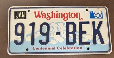 Washington 1990 License Plate # 919-BEK | eBay