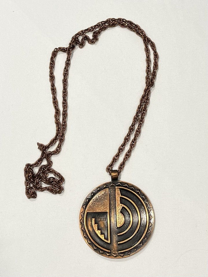 Vintage Bell Trading Post Solid Copper Southwestern Tribal Pendant ...