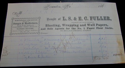 1869 - L.S. & E.C. FULLER - BLASTING & WRAPPING PAPERS, SCRANTON PA ...