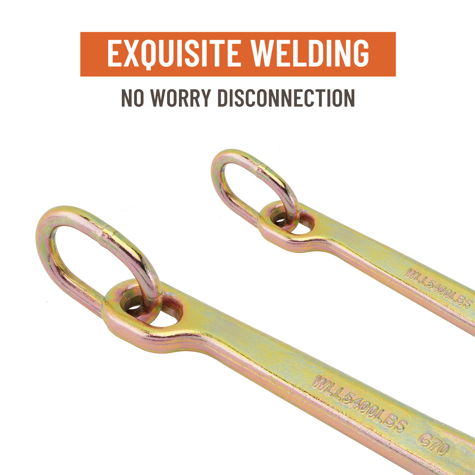 (2)15" Inch J Hook with Chain Link Tow Axle Strap Wrecker Clevis WLL ...
