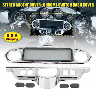 Chrome Stereo Dash Insert Cover Switch Panel For Harley Street Glide ...