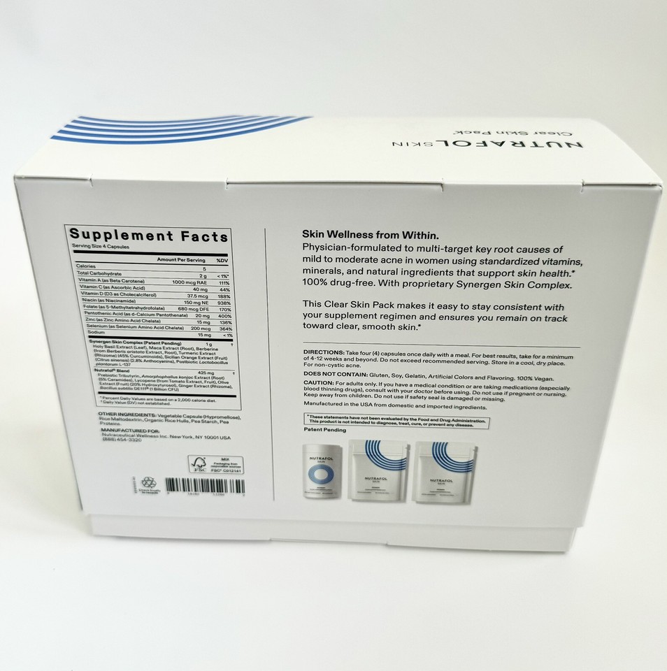 NUTRAFOL CLEAR SKIN ACNE SUPPLEMENT PACK, 3 MONTH SUPPLY | eBay
