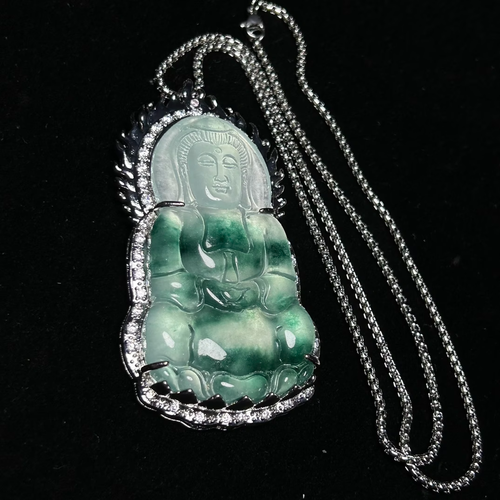 Certified Natural Perfect High Ice Green Jade Jadeite guanyin Pendant ...