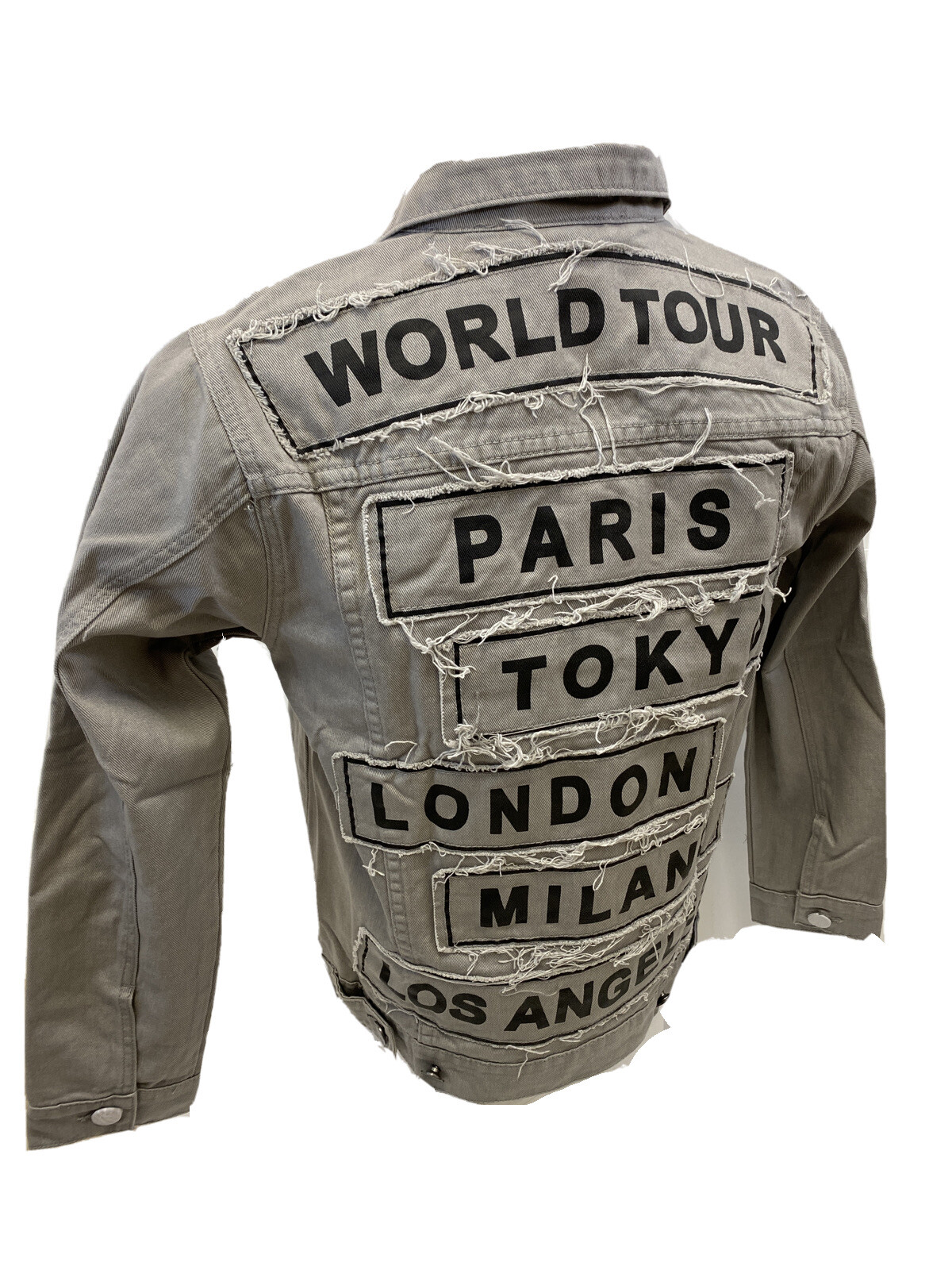MENS VICTORIOUS DENIM Jacket GRAY WASH JEAN WORLD TOUR TOKYO PARIS ...