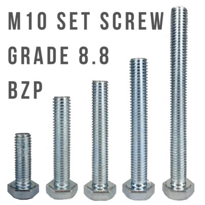 M10 High Tensile 8.8 Fully Threaded Set Screw Bolt Hexagon Hex Head ...