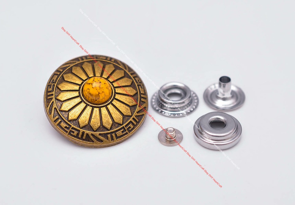 10X Brass Sun Flower Leathercraft Turquoise Concho Snap Button ...