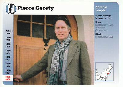 PIERCE GERETY Humanitarian Bio Photo 1999 GROLIER STORY OF AMERICA CARD ...