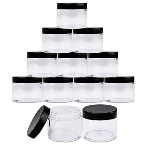 12 Pieces 2Oz/60g/60ml HQ Acrylic Leak Proof Clear Container Jars w ...