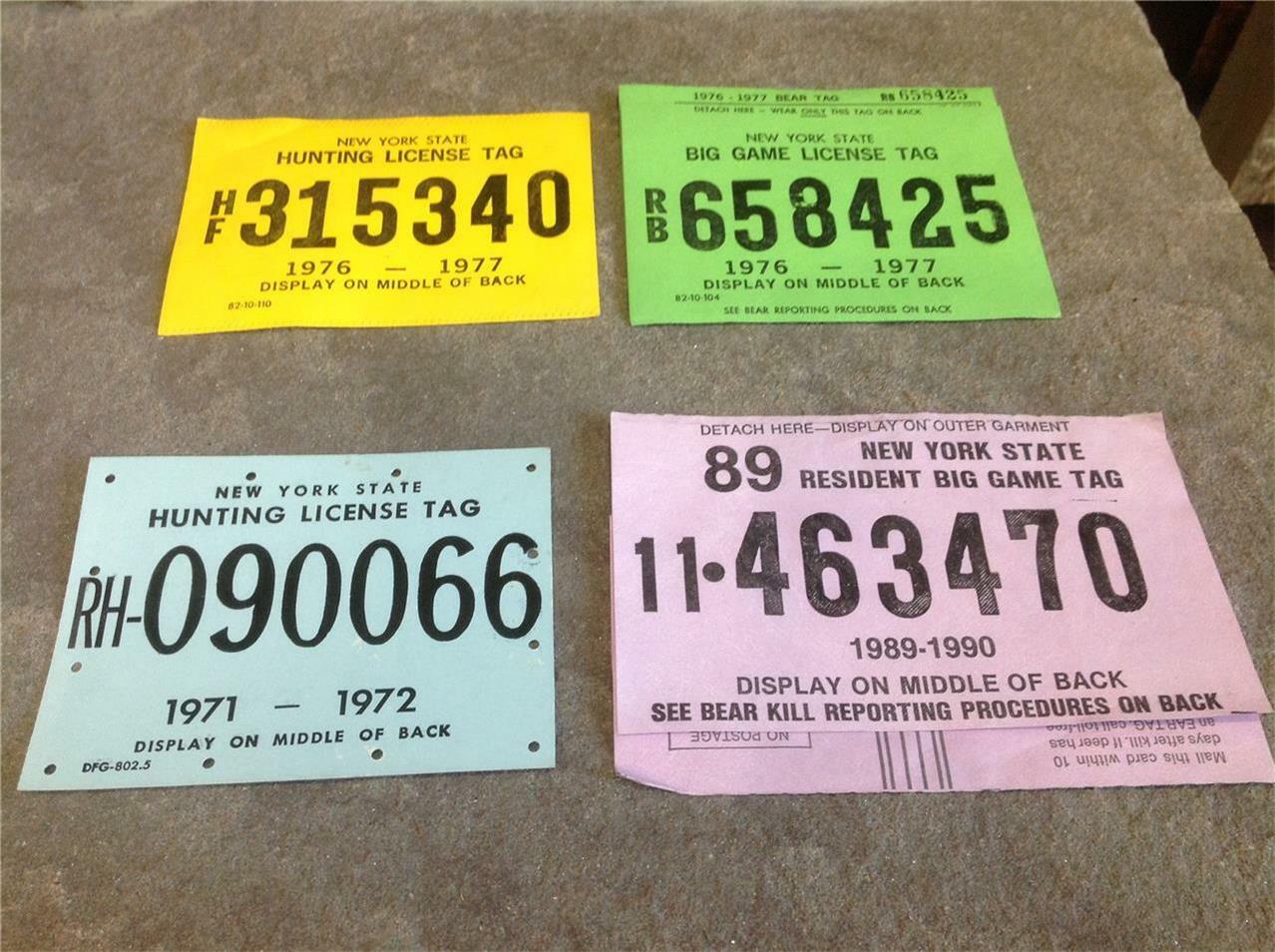 (4) New York State NY VINTAGE HUNTING LICENSES TAGS 1970's | eBay