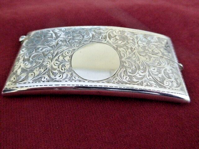 Antique HM CHASED Sterling Silver Birmingham 1920 CURVED CALLING CARD ...