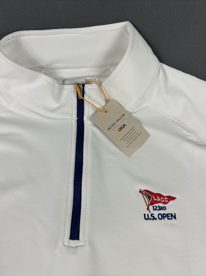 Peter Millar Golf Pullover Crown Sport US Open LACC 1/4 Zip XL White ...
