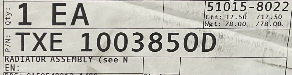 TXE 1003850D Genuine Freightliner Radiator With Frame OEM - New | eBay