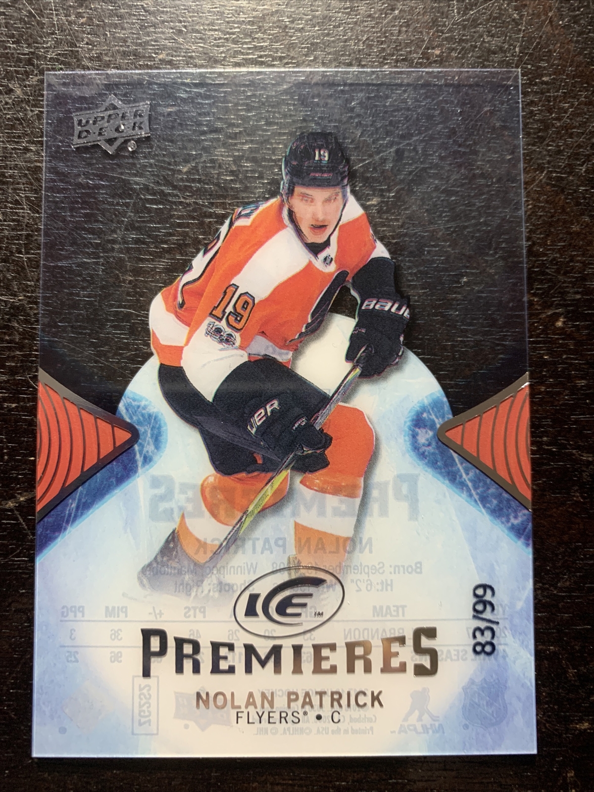Nolan Patrick Philadelphia Flyers Ice Premieres Rookie Card 83/99 RARE ...