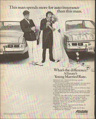 1972 Vintage ad for Allstate Insurance`retro Cars Auto Bride Groom ...