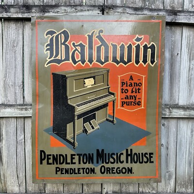 Vintage Baldwin Piano - Pendleton Music House - Painted On Tin Sign ...