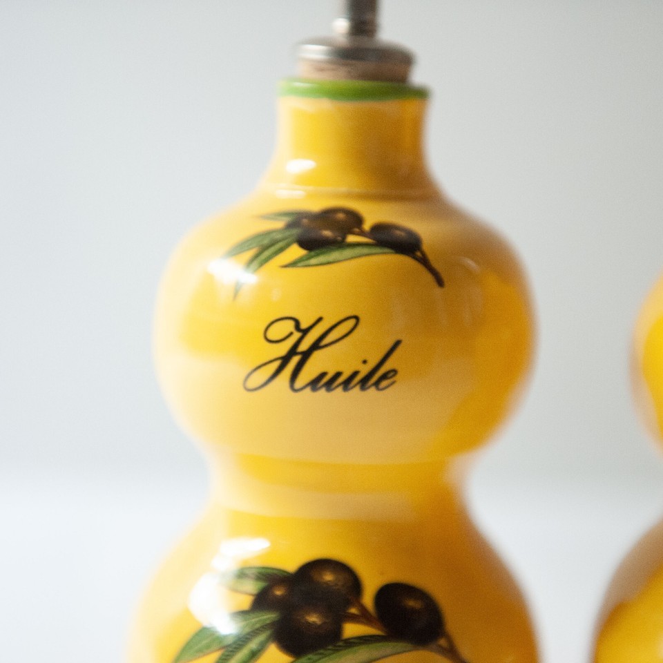Vallauris French Huile & Vinaigre Ceramic Oil Vinegar Bottles Cruets ...