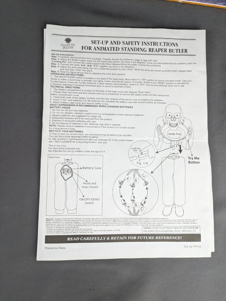 Spooky Village Animated 36" Skeleton Butler Halloween Prop Bobble Head ...