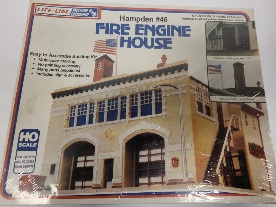 Lot Of 3 HO Scale Life-Like & A.H.M. Building Kit Police Station, Fire ...