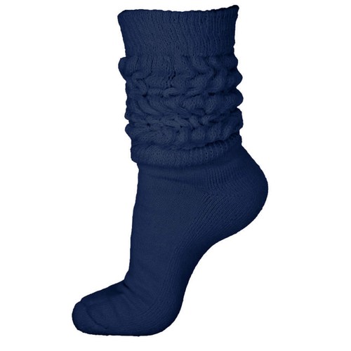 3 Pairs Women's Navy Blue Slouch Socks Scrunch Cotton Plush Thick ...