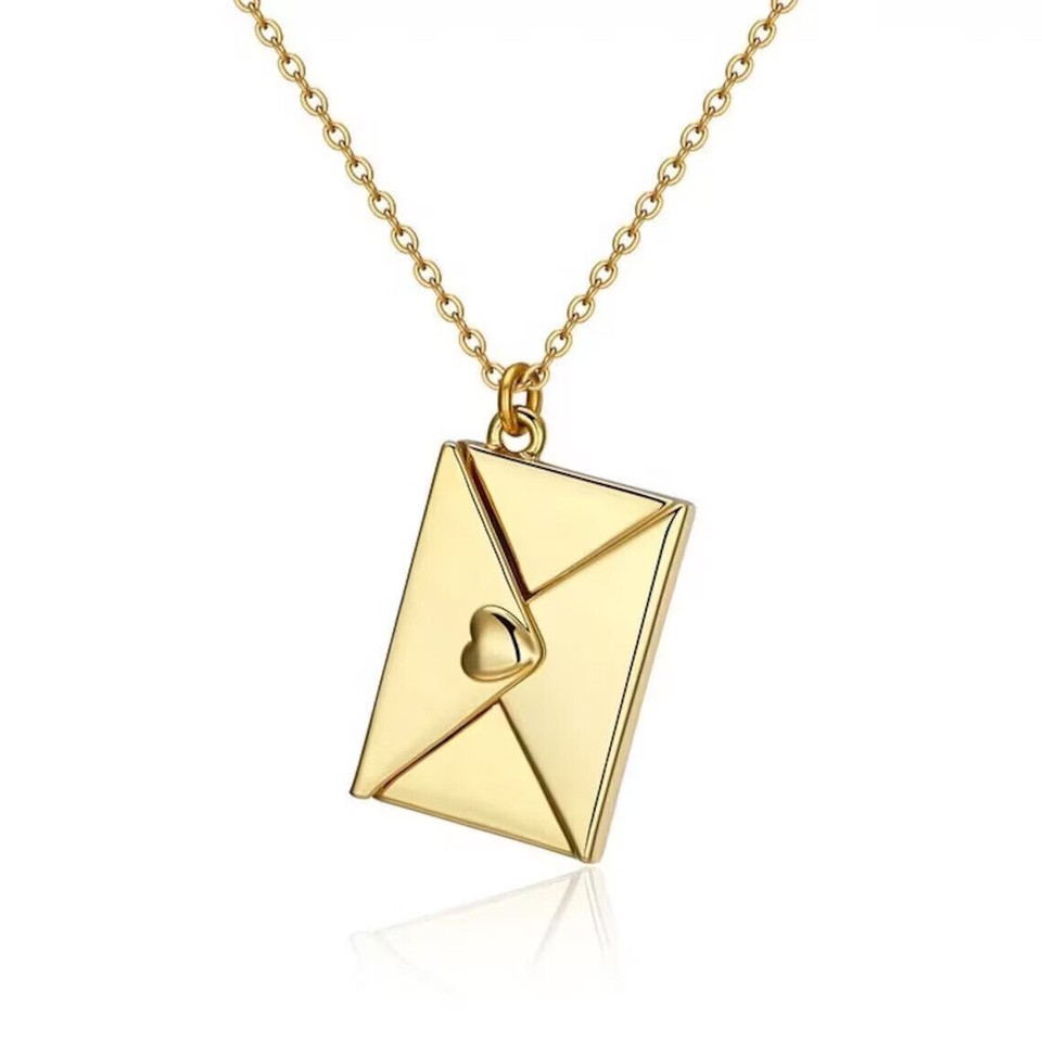 Personalised Envelope Necklace Locket Love Letter Pendant Jewelry Charm ...