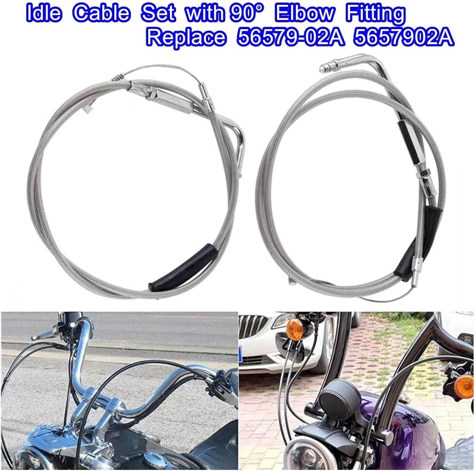 42" Stainless Steel Throttle and Idle Cable Kit For Harley Davidson ...