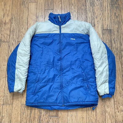 Fila Puffer Jacket Mens Size Large 52/54 Blue Full Zip Puff Coat | eBay