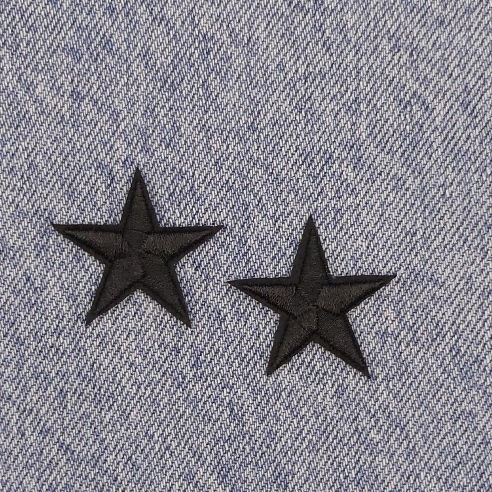 2 Black STAR Patches Iron On Sew On Stars Patch Embroidered Applique Badges | eBay UK