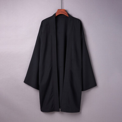 Mens Long Cardigan Japanese Retro Kimono Top Jacket Yukata Outwear ...