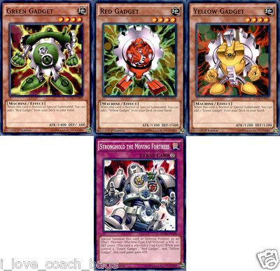 Yu-Gi-Oh Go-Go Gadget Stronghold! 4-Card Set: Red, Green + Yellow ...