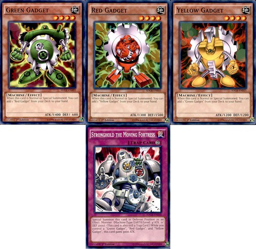 Yu-Gi-Oh Go-Go Gadget Stronghold! 4-Card Set: Red, Green + Yellow ...