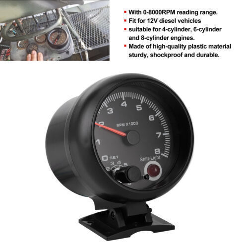 3.75" 92mm Car Tachometer Tacho Rev Counter Gauge LED Shift Light RPM ...