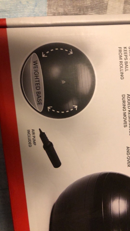 Reebok 75cm Large Weighted Stability/Exercise Ball with Air Pump, Black ...