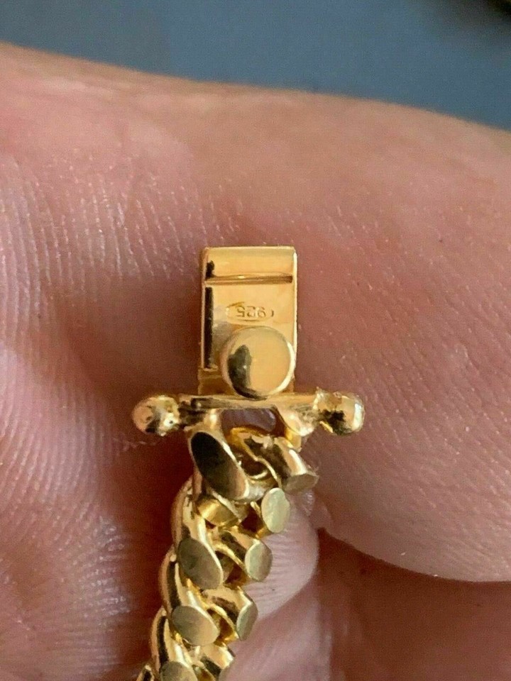 Miami Cuban Link Chain Bracelet 14k Gold Plated Solid 925 Silver Box ...