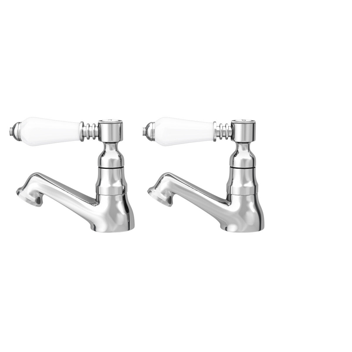 Traditional Hot & Cold Twin Bath Tap Pair Chrome Bathroom Taps ...