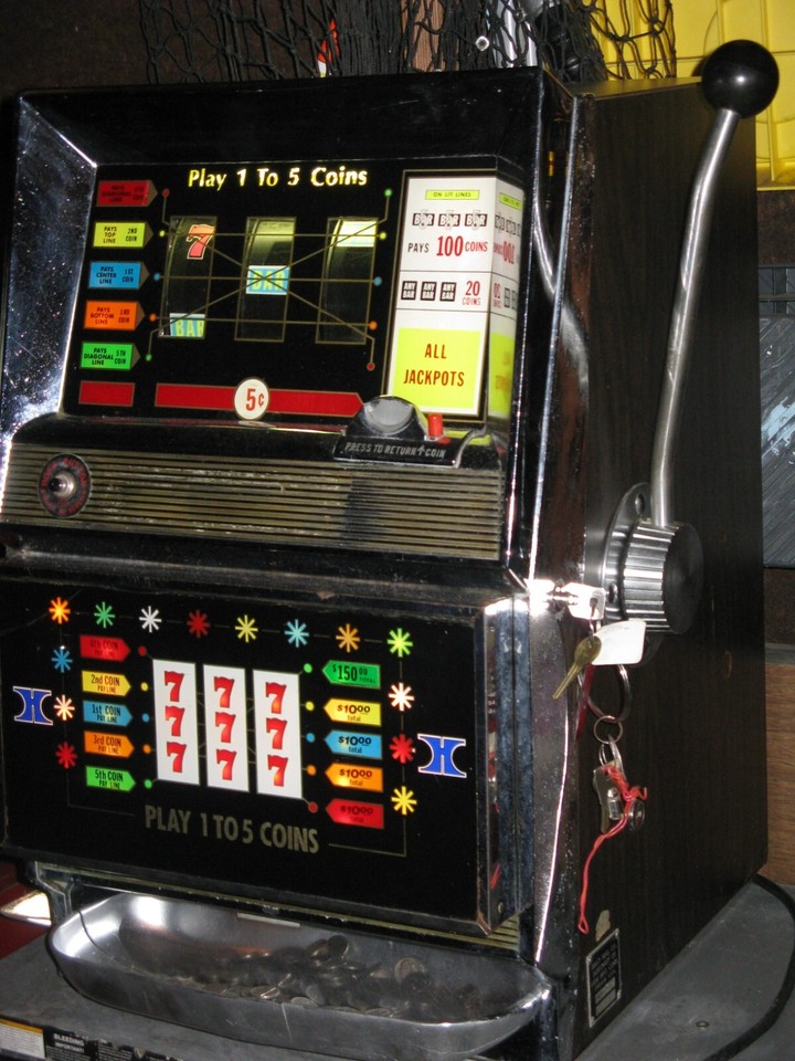 ANTIQUE VINTAGE BALLY'S SLOT MACHINE' MODEL 742-A FIVE LINER CLEAN ...