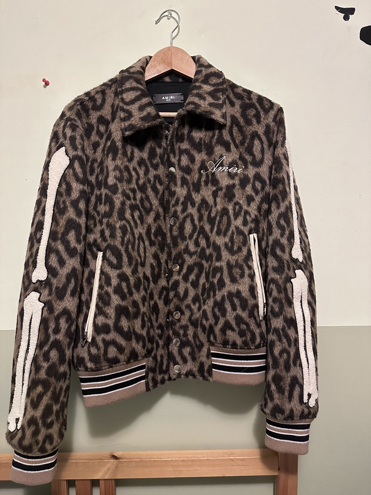 Amiri Leopard Bones Varsity Jacket - Gem
