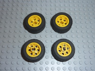 4 x Roue LEGO TECHNIC Yellow wheel 2994c01 tyre ref 6578 Set 8286/8207 ...