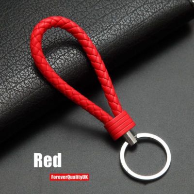 Red Car Keychain Key Chain Key Ring Key Fob Leather Rope Strap Weave | eBay