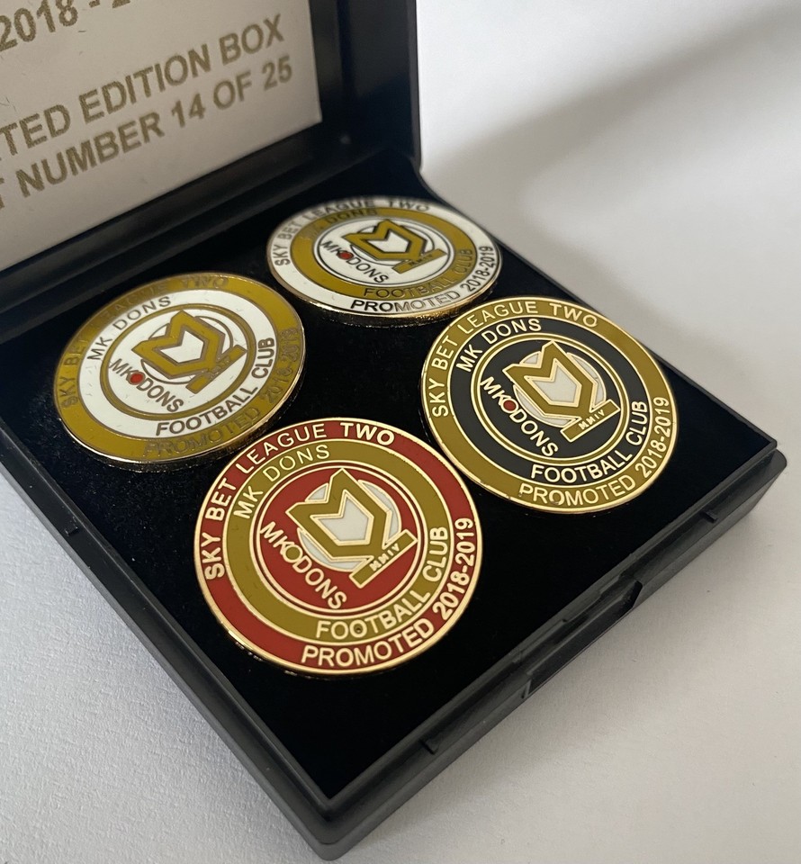 MK DONS FC Badge Football Club LIMITED EDITION PROMOTION 2019 BOX PIN ...