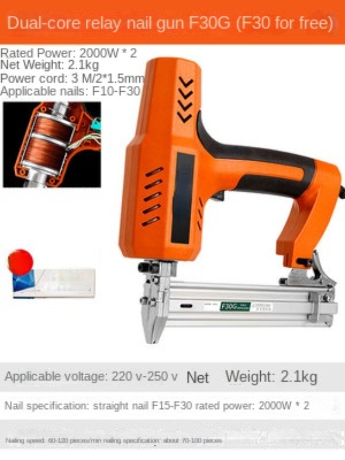 Nail Gun 2*2000W Cement Trunking Nail Gun F30G Straight Nail Row Nail ...