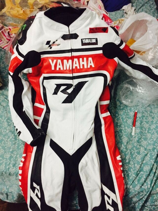 Motorbike leather suit Yamaha Racing Suit Cowhide leather CE approved ...