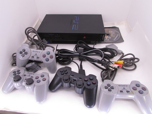 Sony PlayStation 2 Black Console Gaming System SCPH-39001 WITH 4 ...