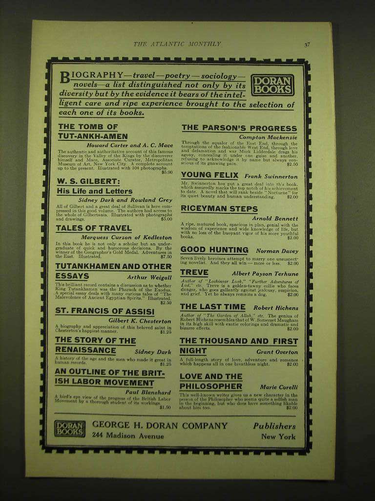 1924 George H. Doran Company Ad - Biography - travel - poetry ...