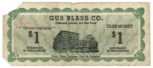 ND Gus Blass Co., Little Rock, Arkansas $1 Scrip - Club Money (63585 ...