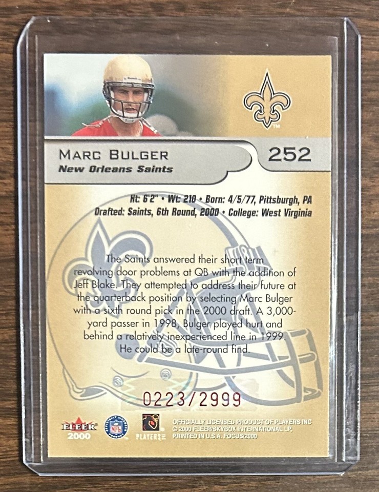 Marc Bulger Fleer Focus Rookie RC #223/2999 2000 #252 NFL Saints | eBay