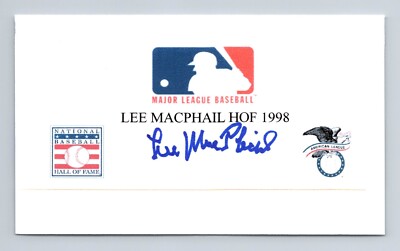 Lee MacPhail Hof 99 Signed Auto Autograph 3x5 Index Card | eBay
