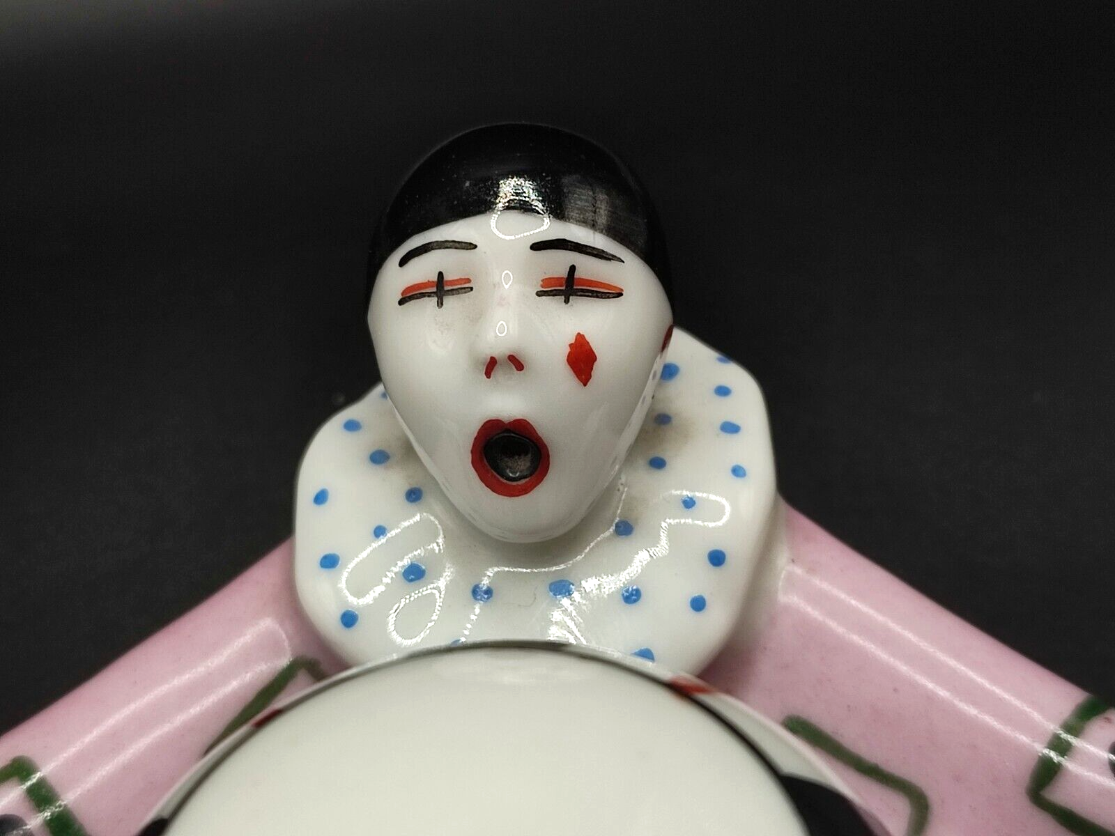 Vintage rare porcelain inkwell 1920s France clown pierrot Complete art ...