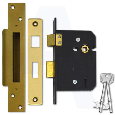 Willenhall Locks M5 5 Lever Mortice Door Sashlock 64mm/2.5" Brass ...